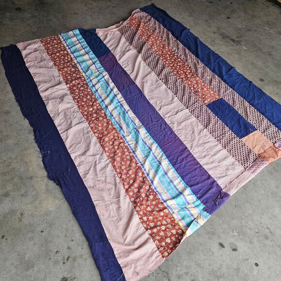Vintage | Art | Vintage Unfinished Quilt Top Recycled Upcycled Fabric ...